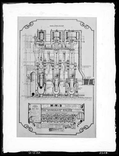 Lea Bridge, drawing of Musgrave engine - Thames Water