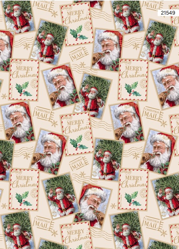 10m (2 x 5m) Traditional Christmas Gift Wrapping Paper - Santa in Squares