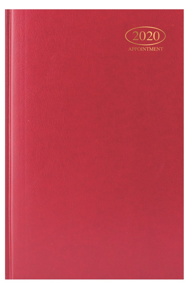 2020 A5 Week To View Casebound Hardback Appointment Diary with Times - Red