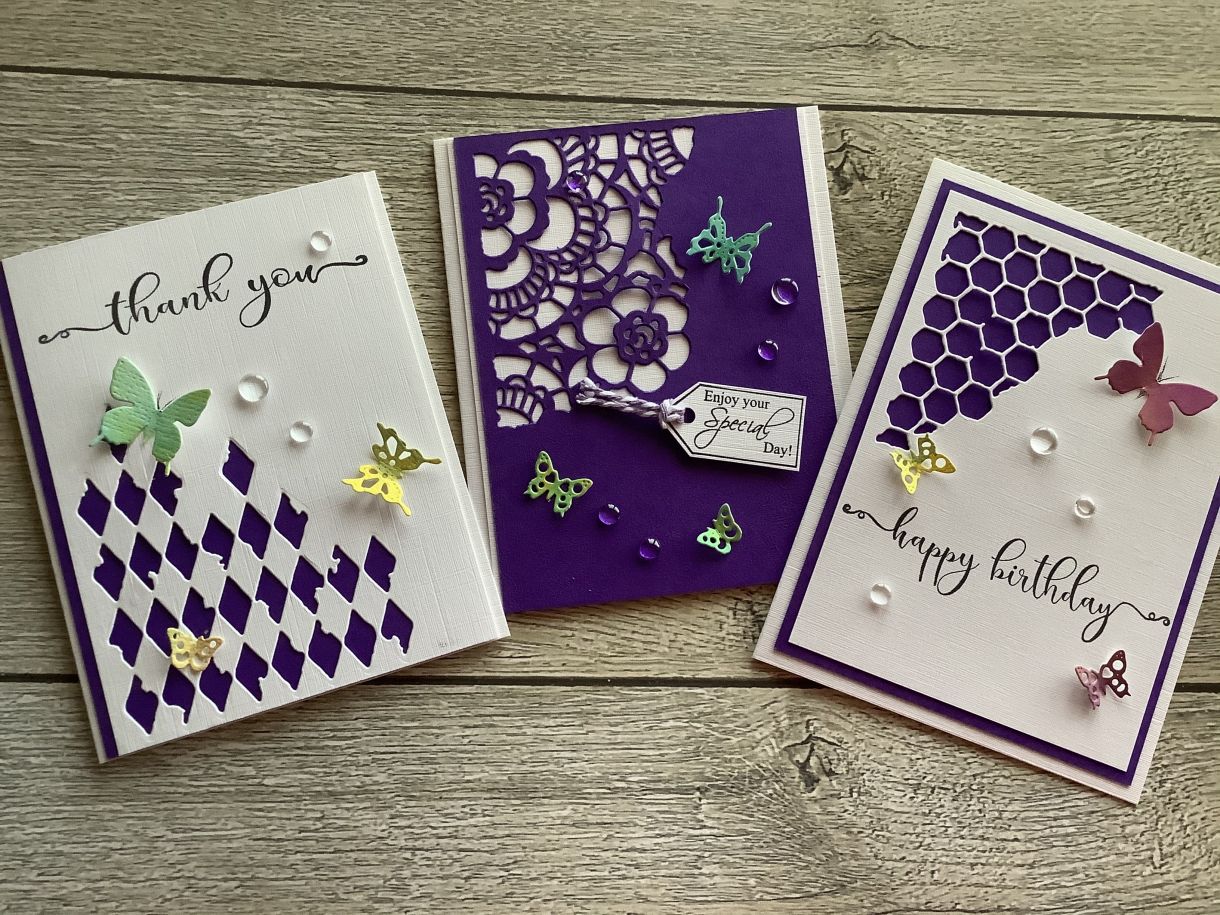 Making Batch Cards Purple Butterflies