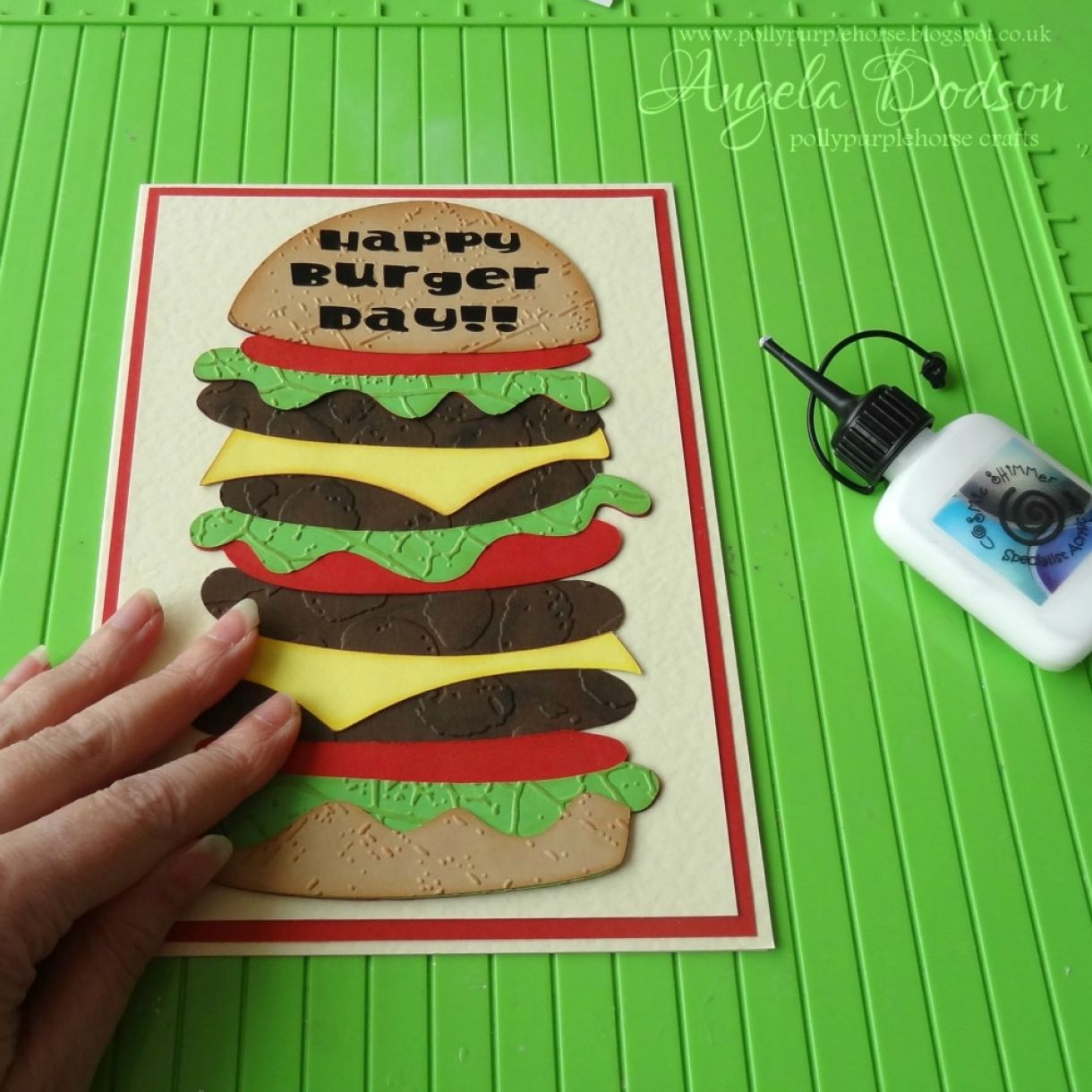 Happy Burger Day!! Fun Birthday card with embossing folders & inks