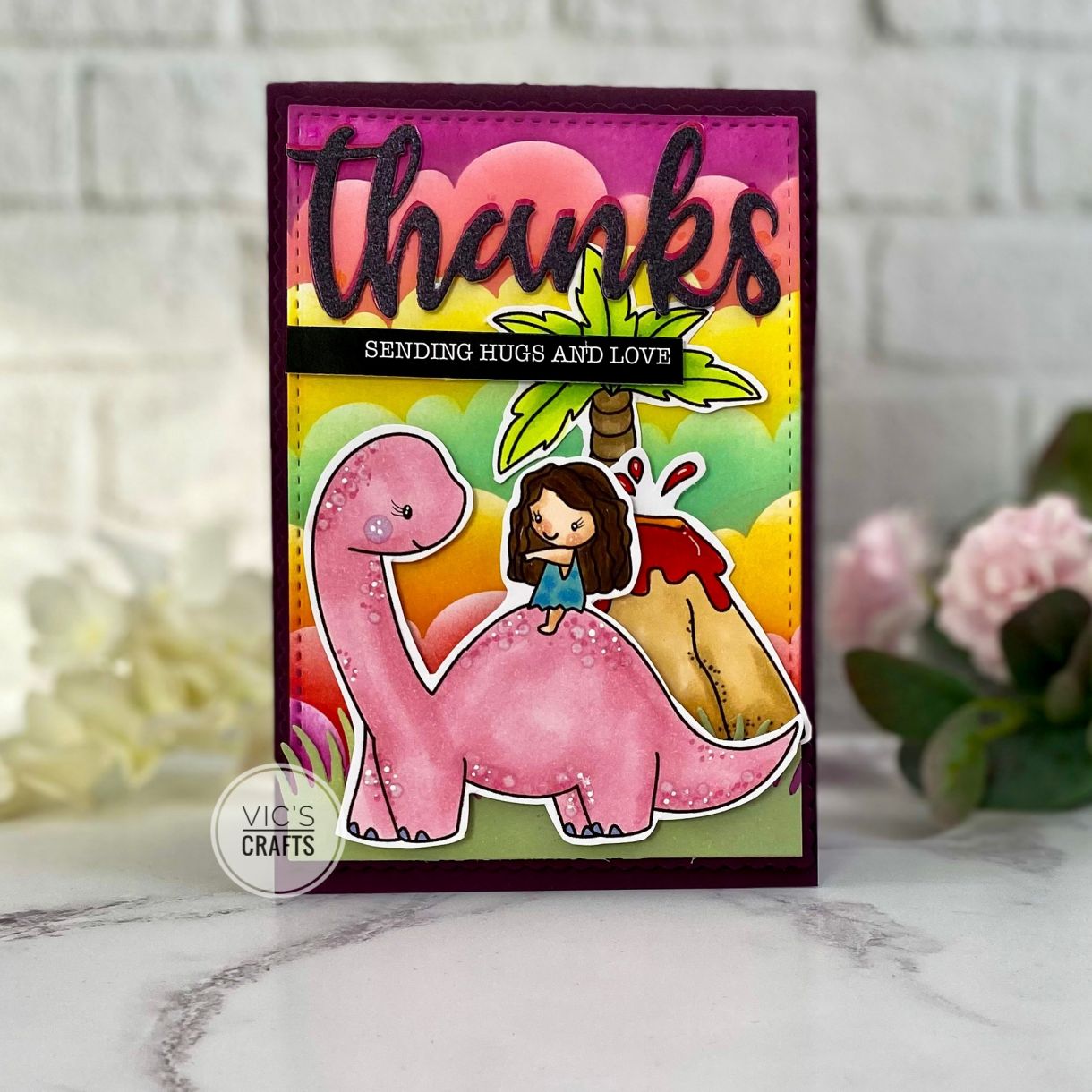 Cute Dinosaur Card Tutorial Pink