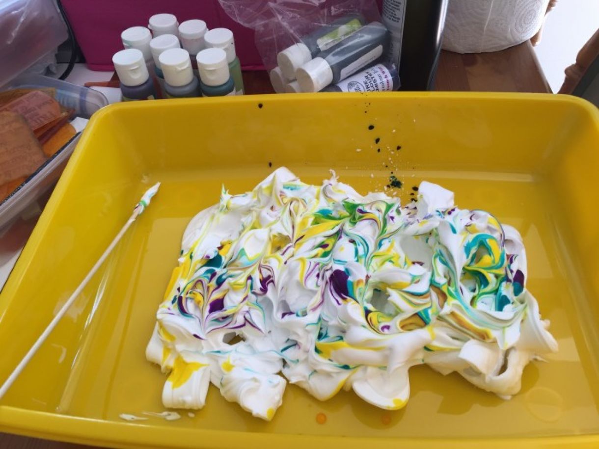 Getting Messy With Shaving Foam And Inks