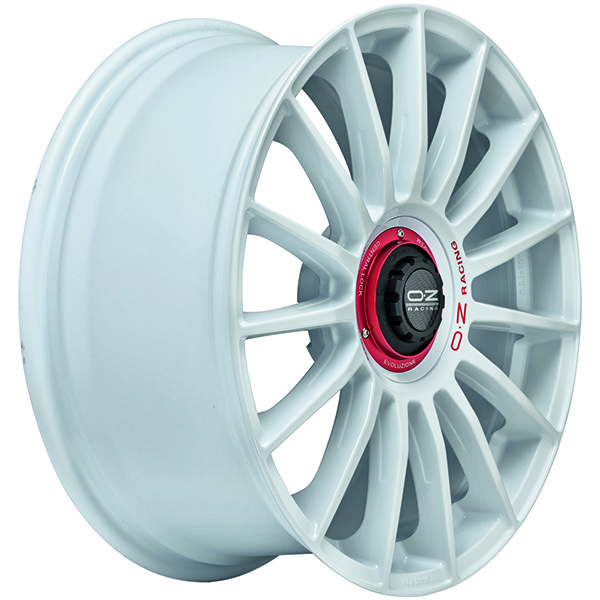 Cerchio in lega OZ RACING SUPERT EVOLUZ WRC 8.5x19 5x114.3 ET 38 RACE WHITE RED LETTERING ...