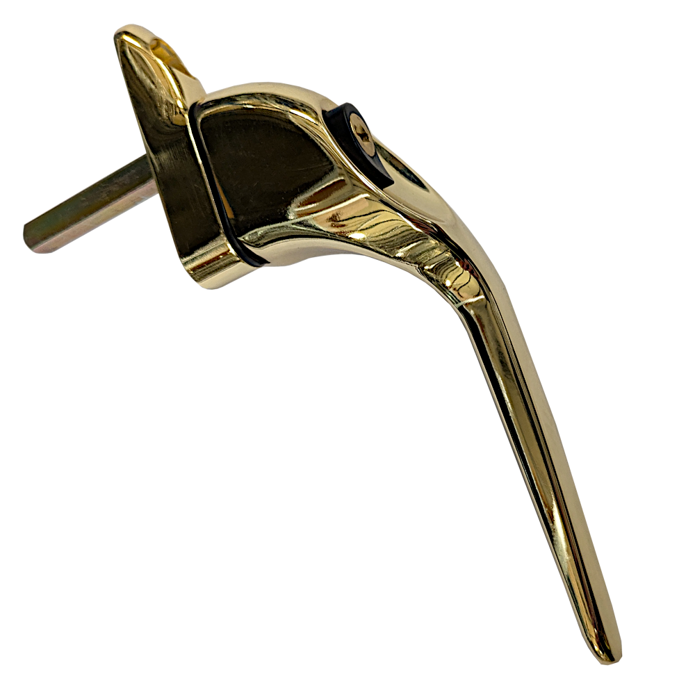 ASEC Offset Window Handle - RH Gold (Polished) - Crothers Security