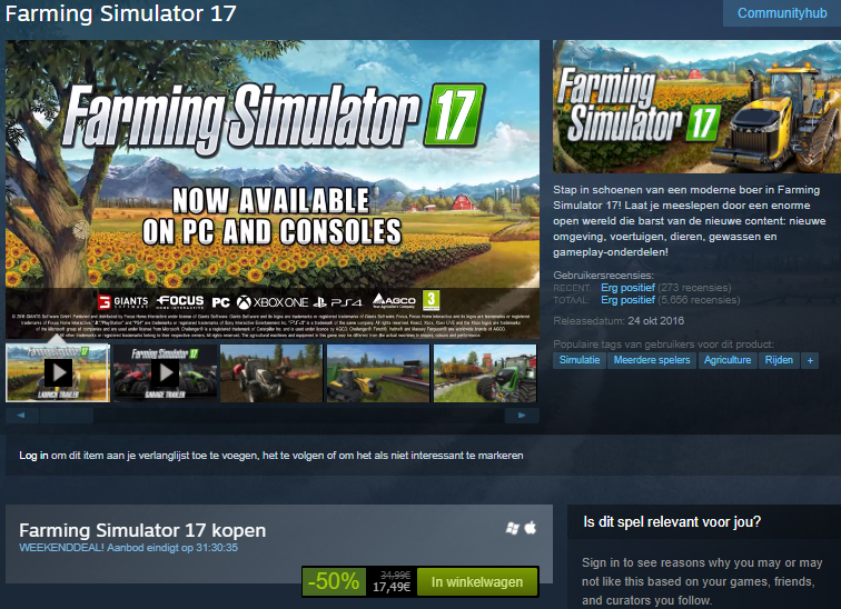 Farming Simulator 17 - Windows voor €18