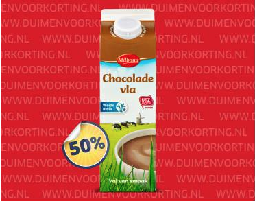 Kortingsbon Lidl voor 50% korting op een pak chocolade vla