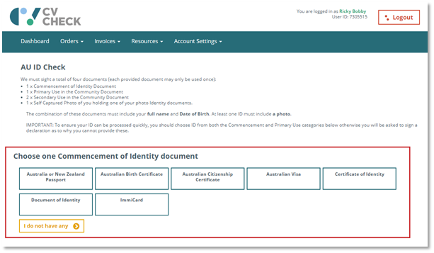 How do I upload my ID on my mobile?