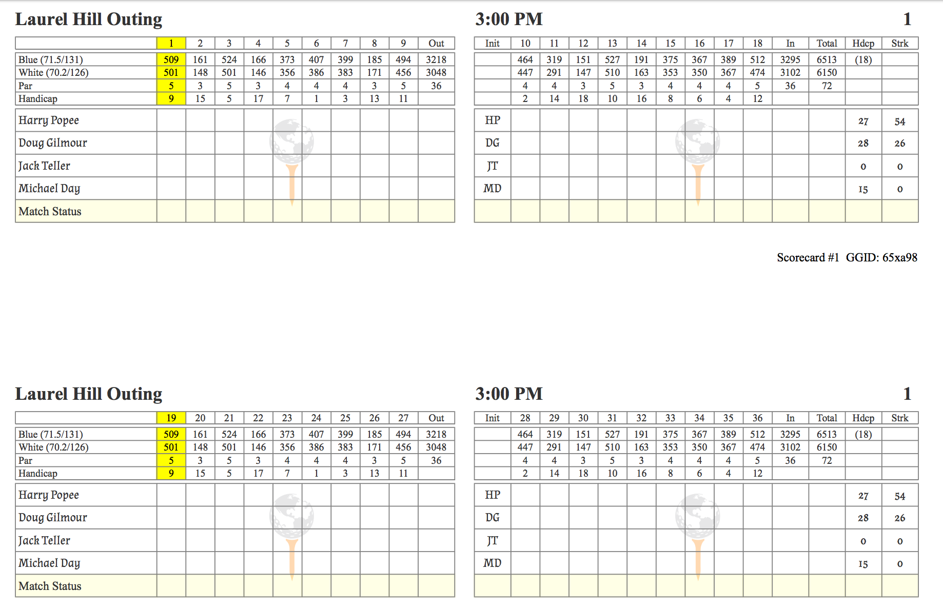 How do I set up a 36-hole match?