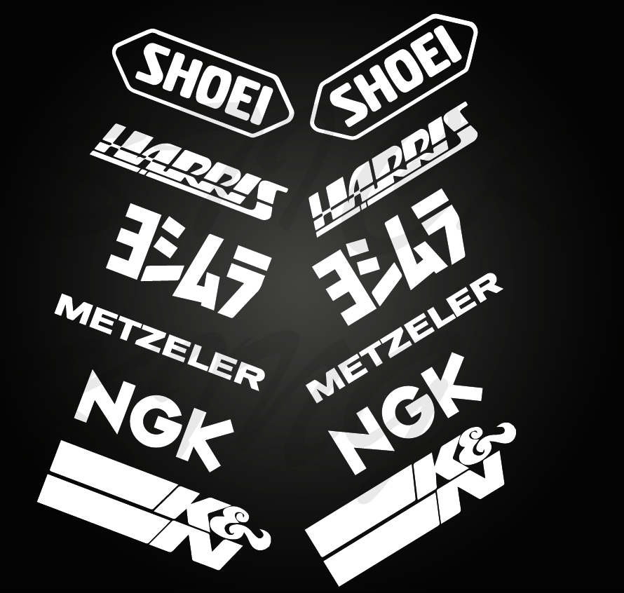 12 X Belly Pan Fairings Motorcycle Track RACING STICKERS Sponsor Vinyl ...