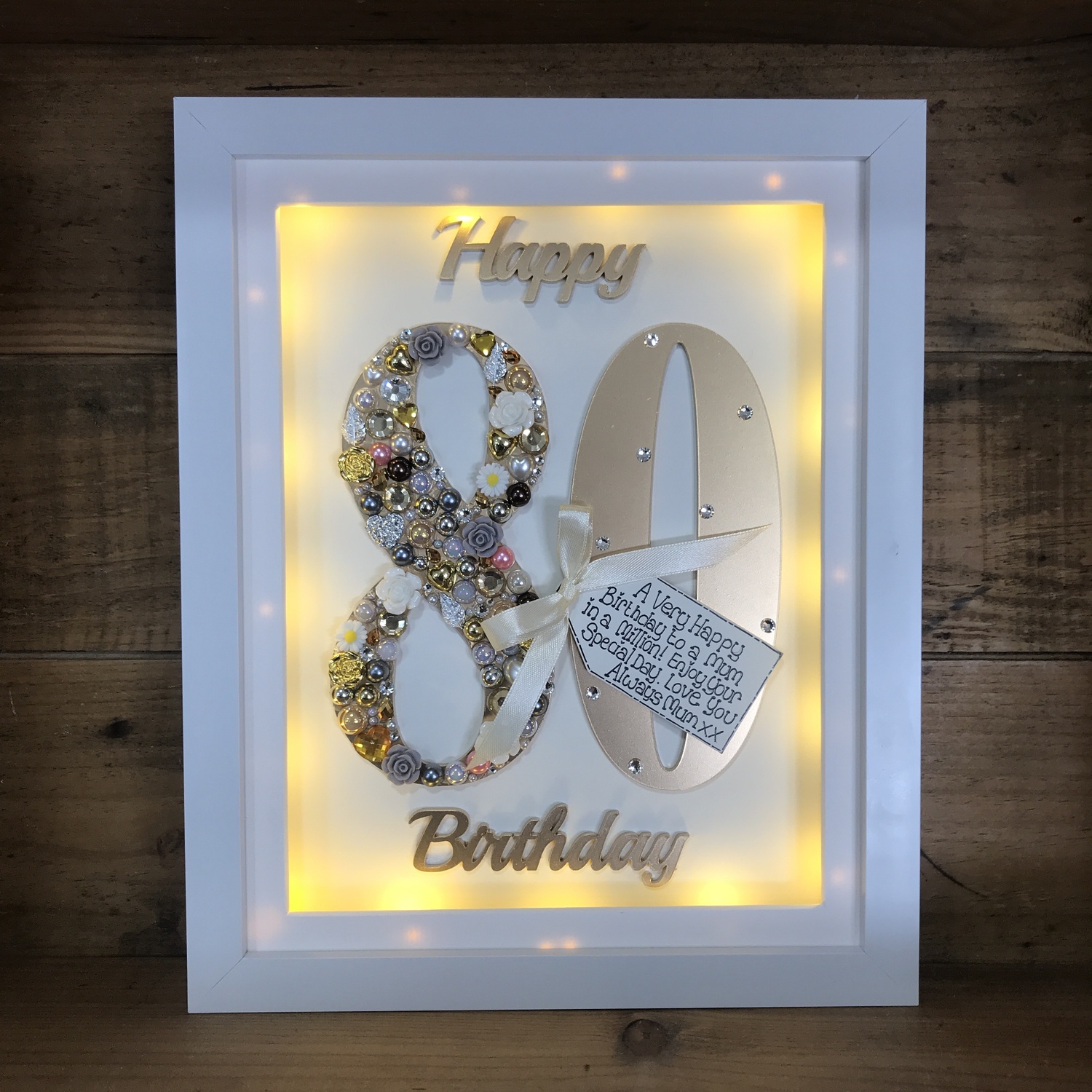 LED Happy 80 th birthday frame | Crafty Monkey | Unique Personalised ...