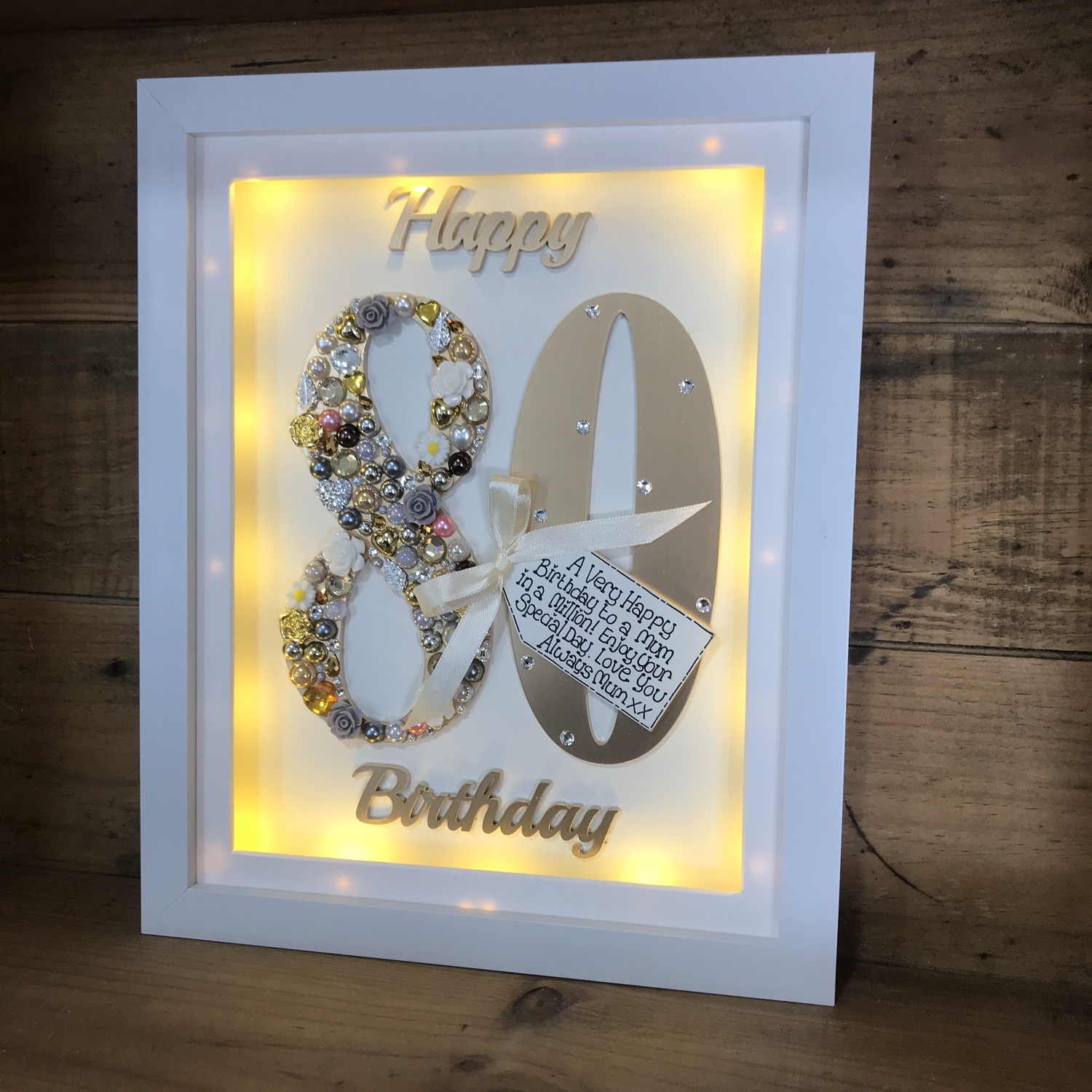 LED Happy 80 th birthday frame | Crafty Monkey | Unique Personalised ...