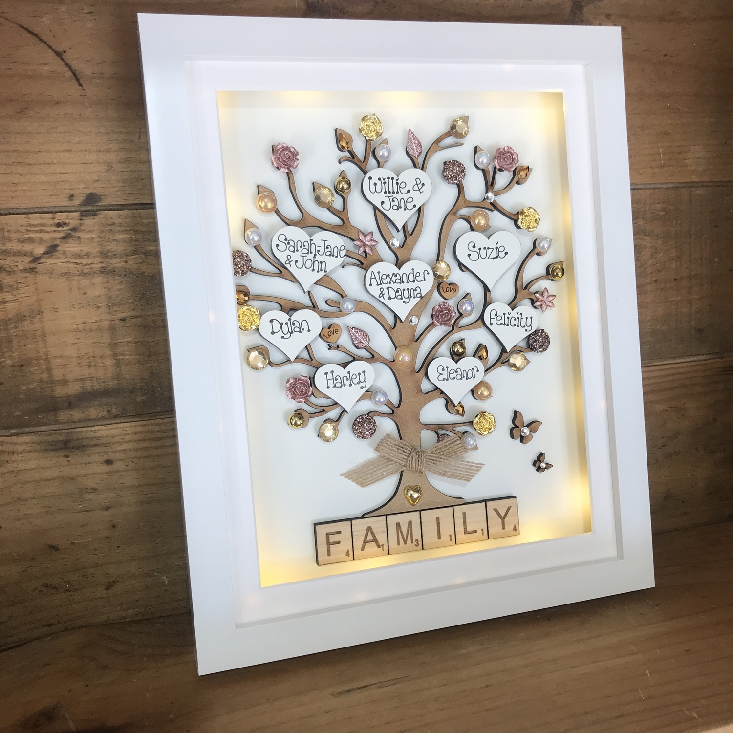 Large LED “ floral ” family tree frame | Crafty Monkey | Unique ...