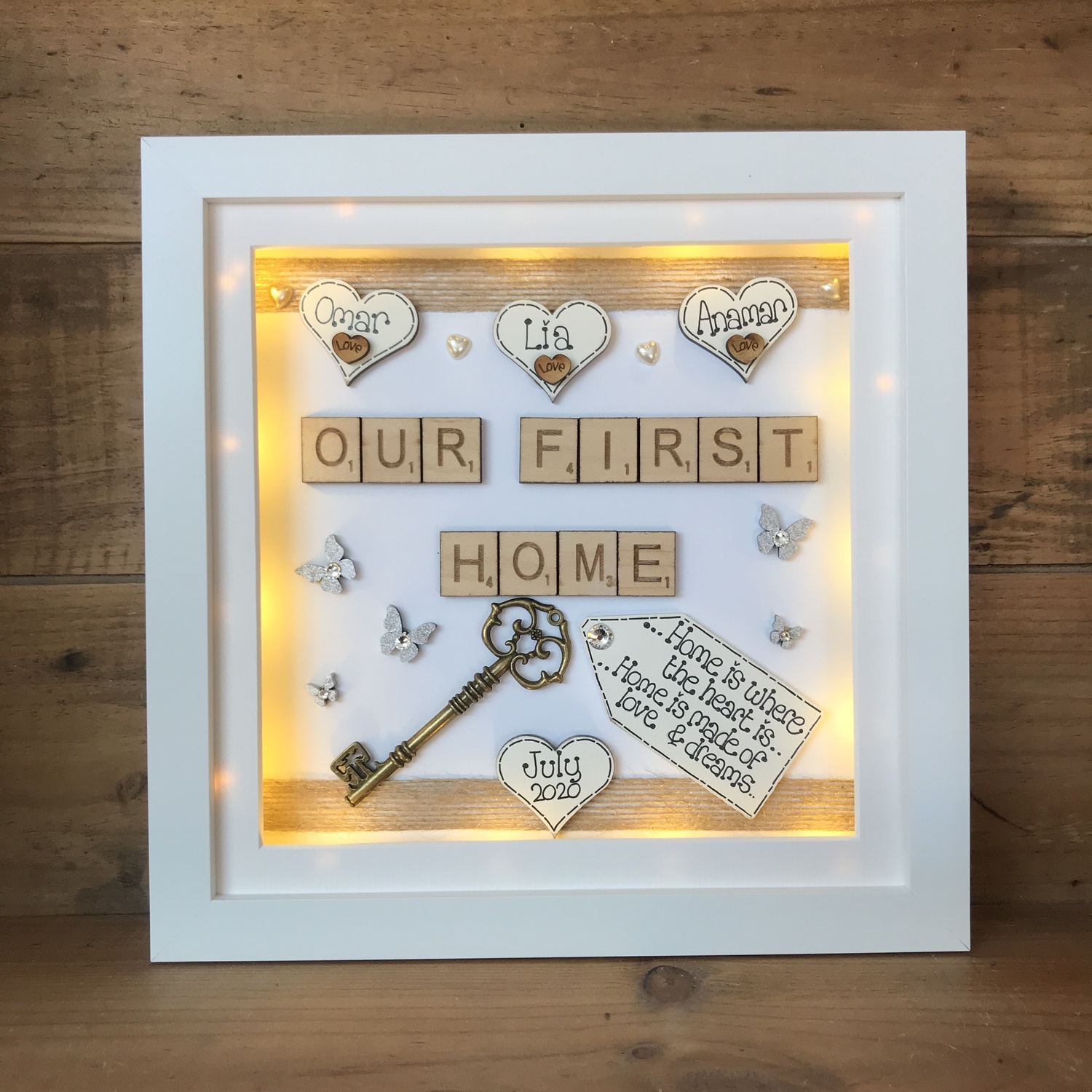 LED Our First Home frame | Crafty Monkey | Unique Personalised Wedding ...