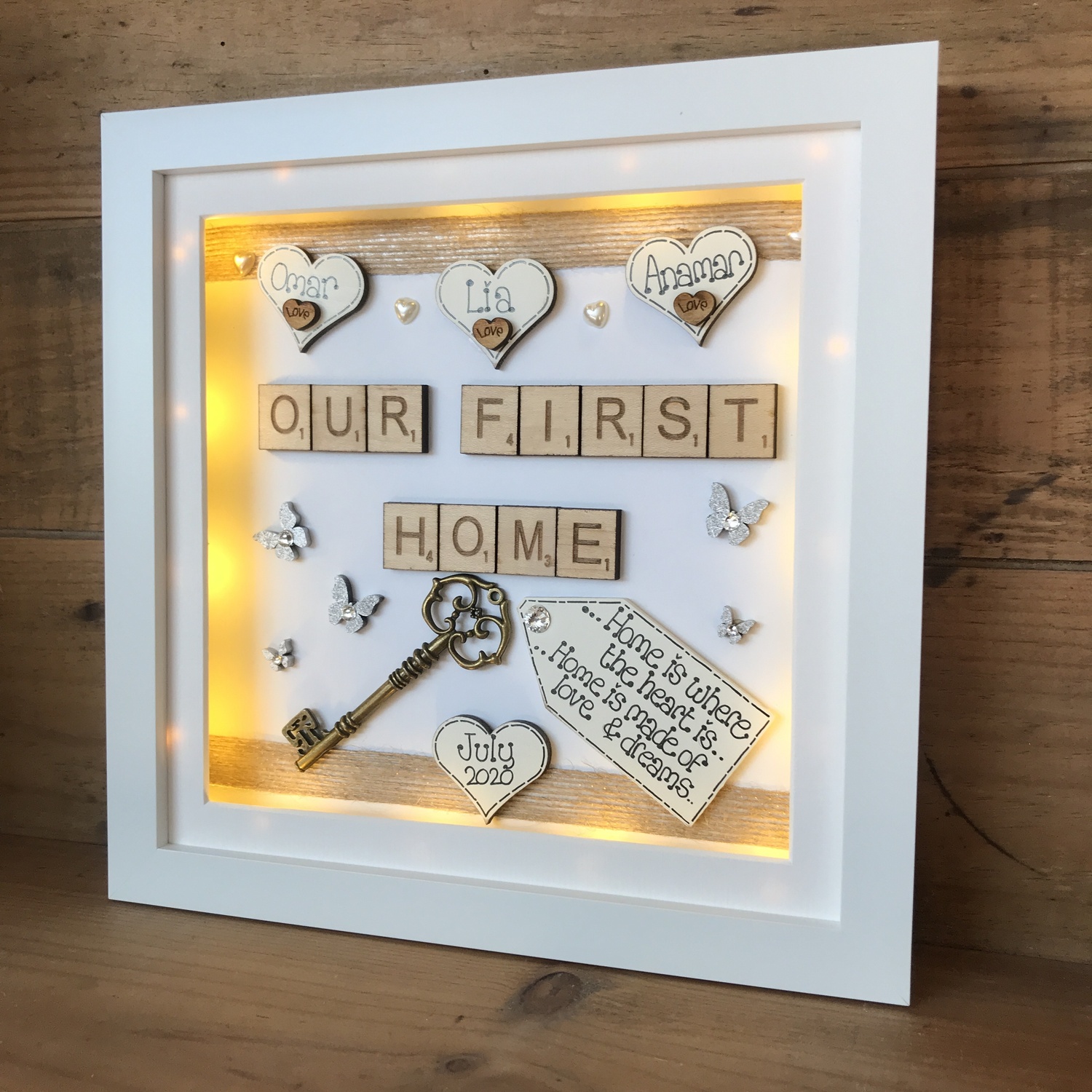 LED Our First Home frame | Crafty Monkey | Unique Personalised Wedding ...