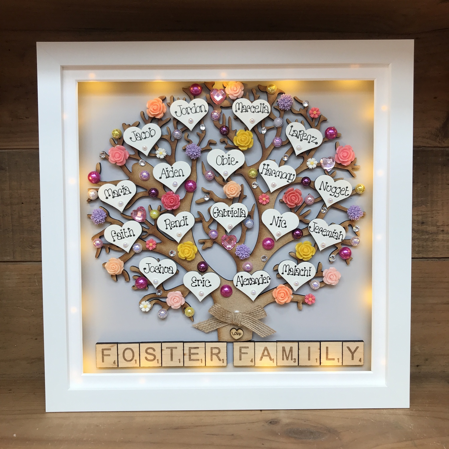 LED XL “ Floral Family Tree Frame “ | Crafty Monkey | Unique ...
