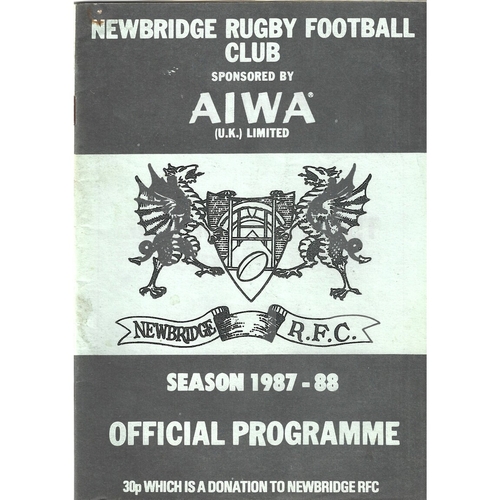 Newbridge Home Rugby Union Programmes | Bob's Sporting Memorabilia ...