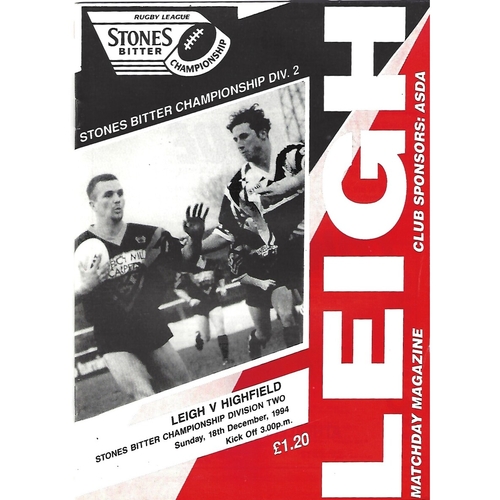 Runcorn Highfield Away Rugby League Programmes | Bob's Sporting ...