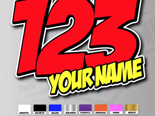 3 X Custom Race Number & Name - Vinyl Stickers / Decals | Stick-King ...
