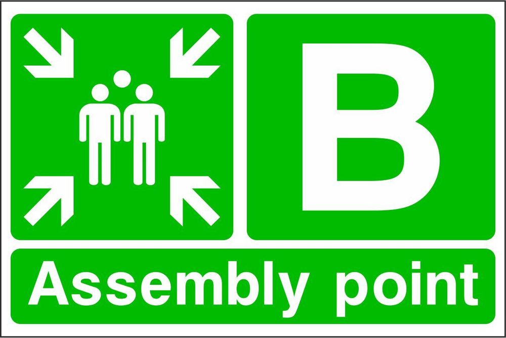 Assembly point with muster point symbol and letter B | Westcoast Signs ...