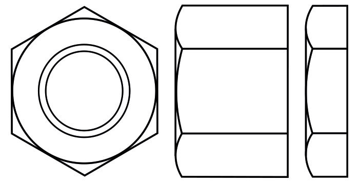 Internally threaded hex, square and round fasteners