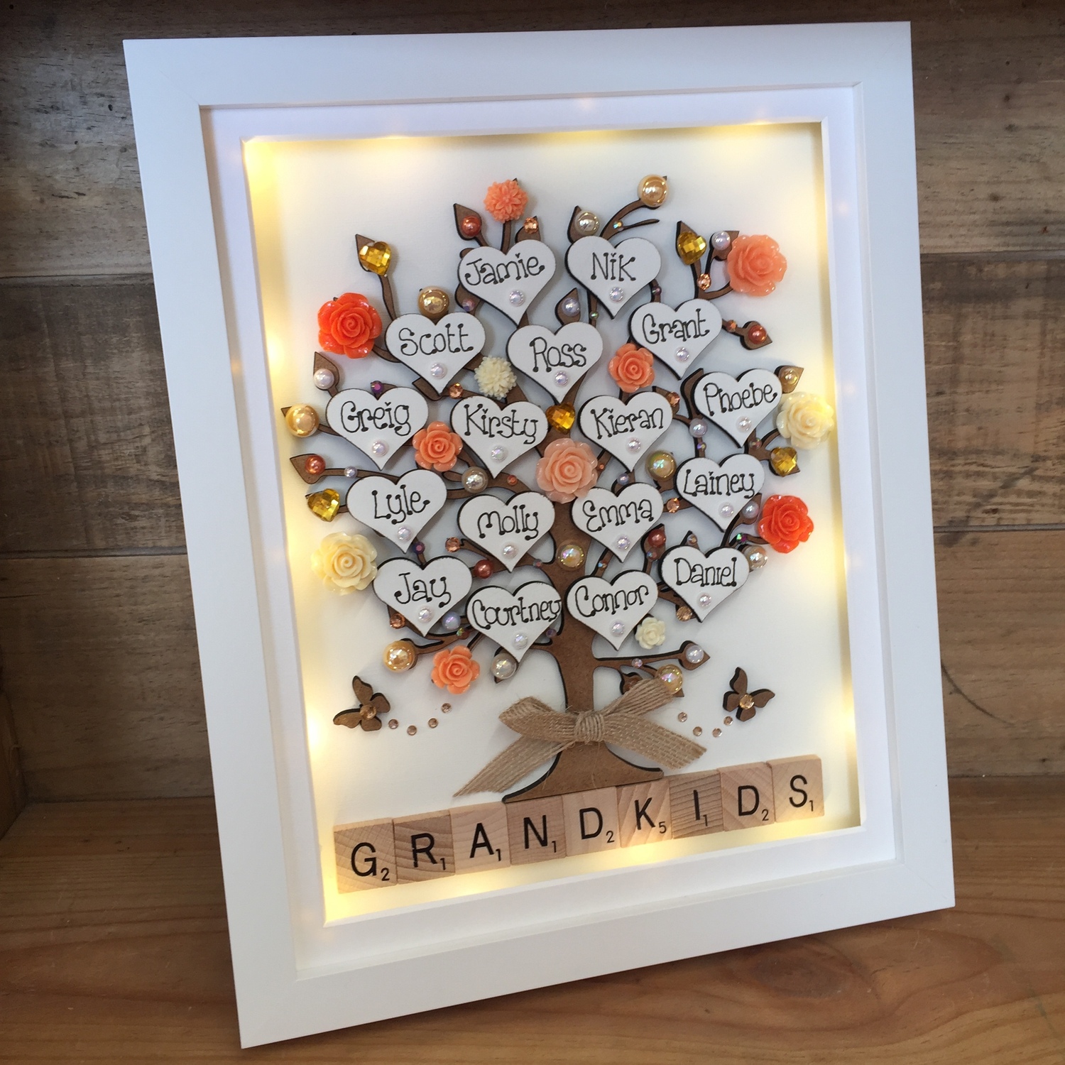 Large LED “ floral ” family tree frame | Crafty Monkey | Unique ...