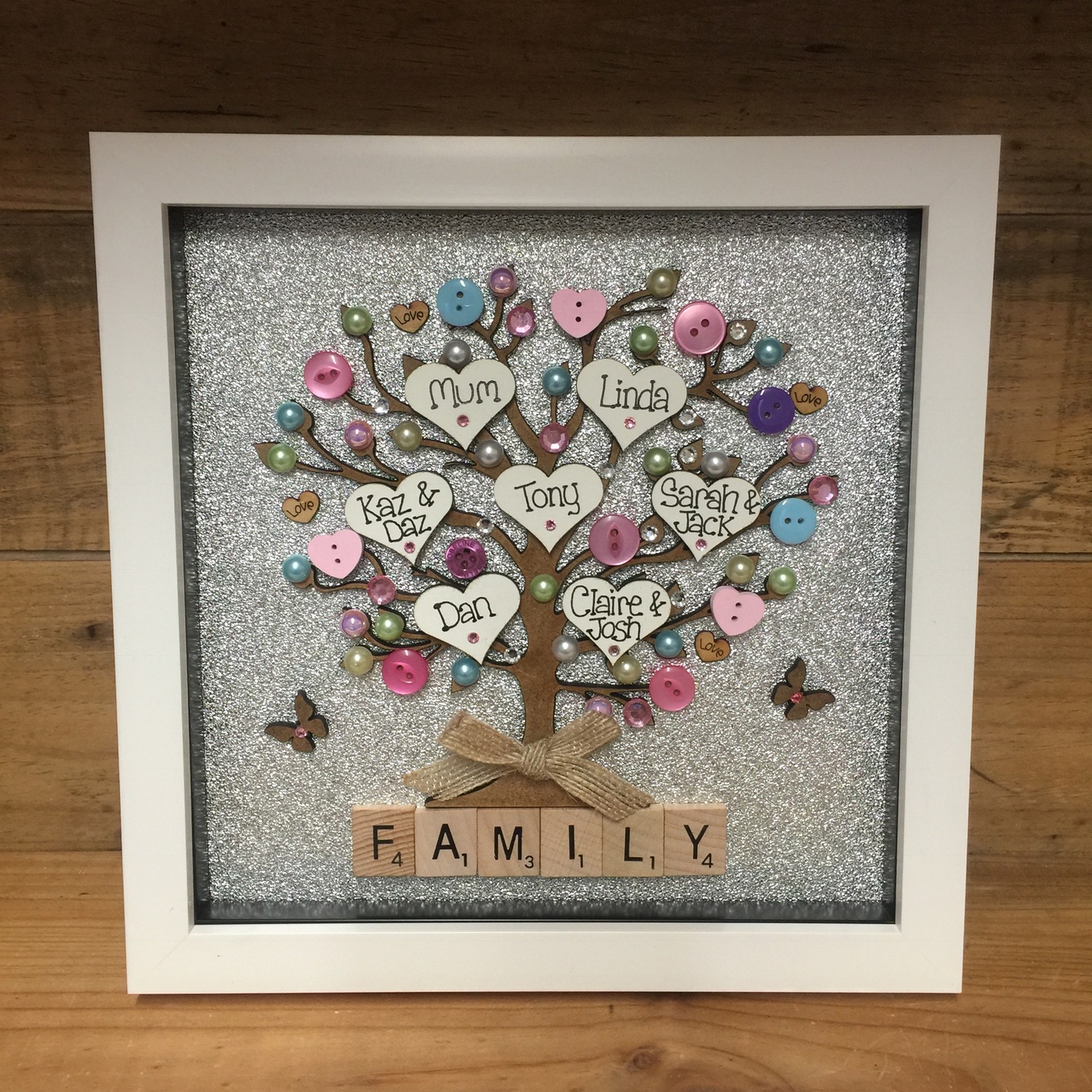 hearts & buttons “ family tree frame | Crafty Monkey | Unique ...