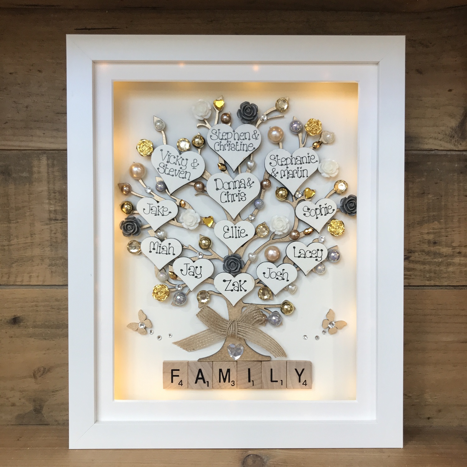 Large LED “ floral ” family tree frame | Crafty Monkey | Unique ...