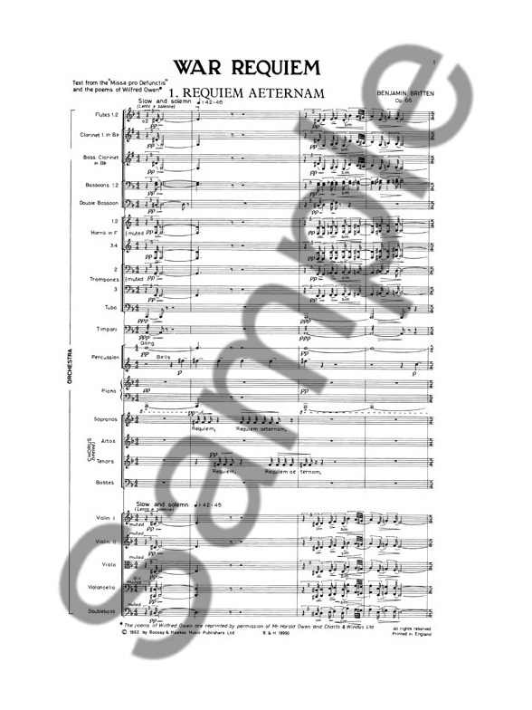 Benjamin Britten: War Requiem Op.66 (Study Score) - Score Books - Sheet ...