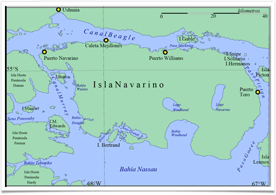 Mapa Isla Navarino - La Paseata