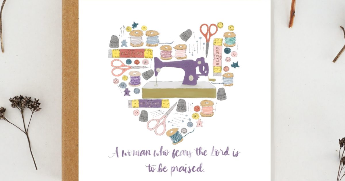 Sewing Heart Card with Proverbs 31 verse | Cheerfully Given