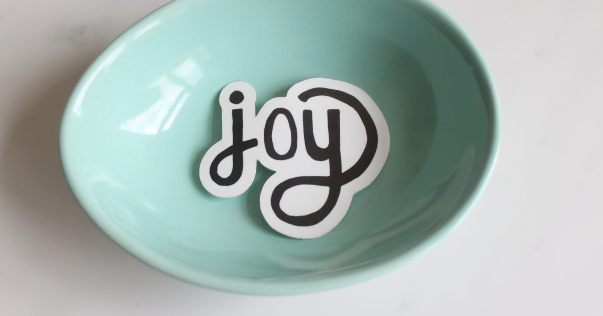 Joy Vinyl Sticker - Black & White - Hand Lettered | Cheerfully Given