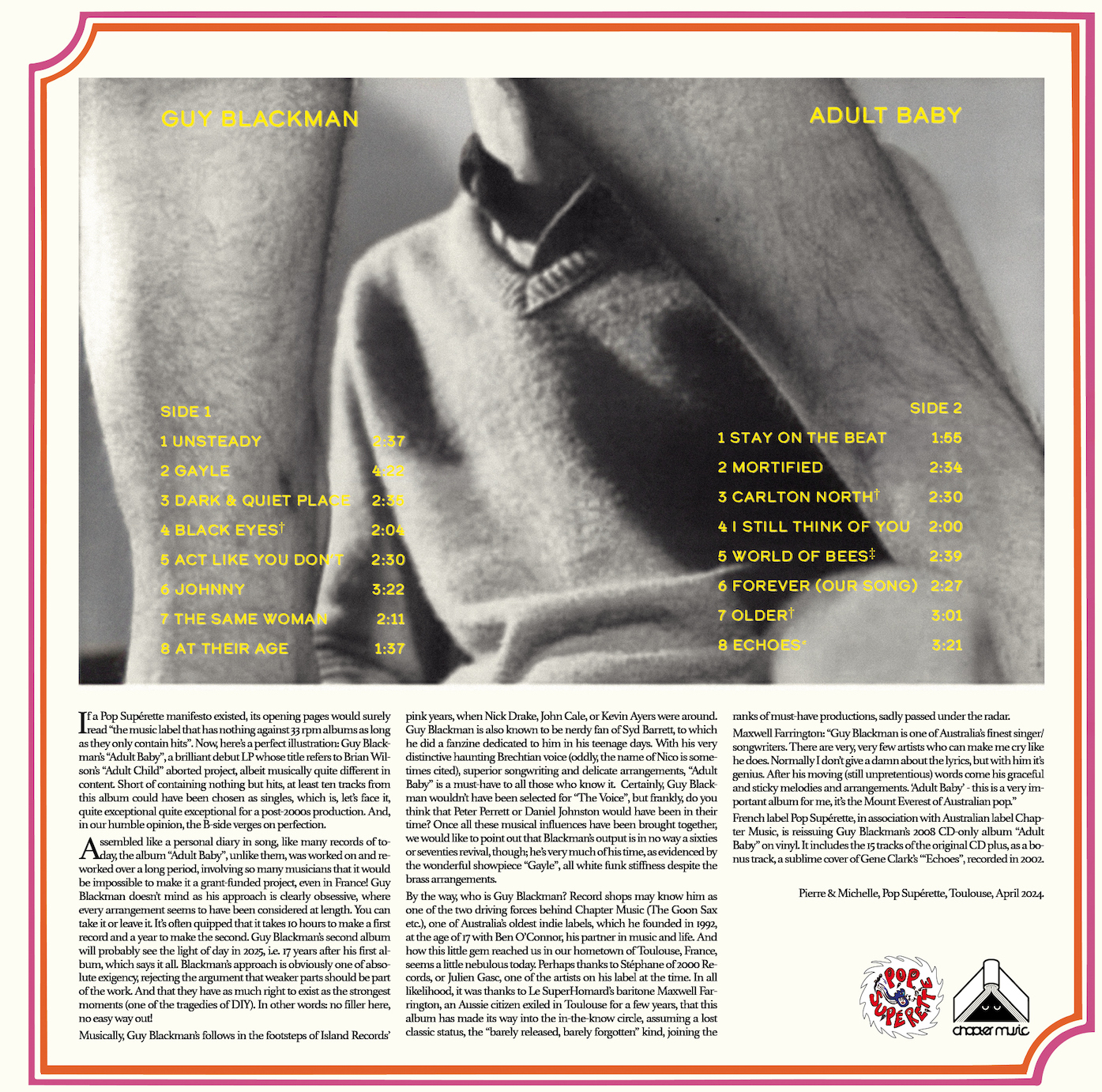 Prévente album GUY BLACKMAN - ‘ADULT BABY’ (Pop Supérette) - Ulule