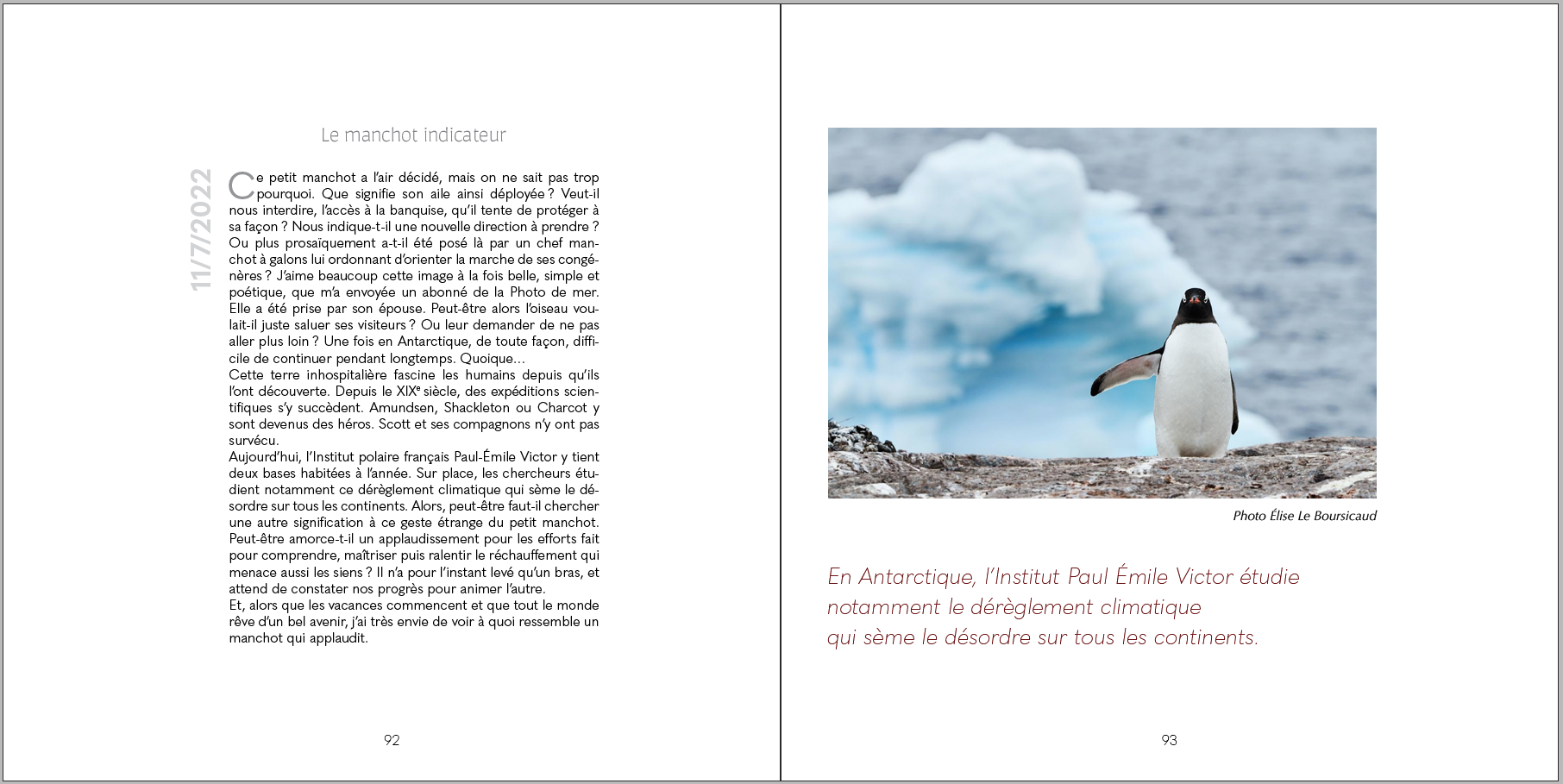 Un jour en mer, le livre