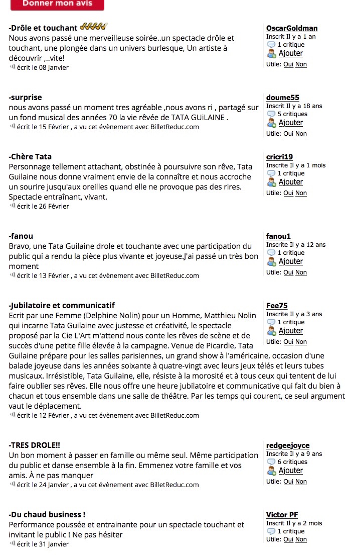 Tata Guilaine's show - Ulule