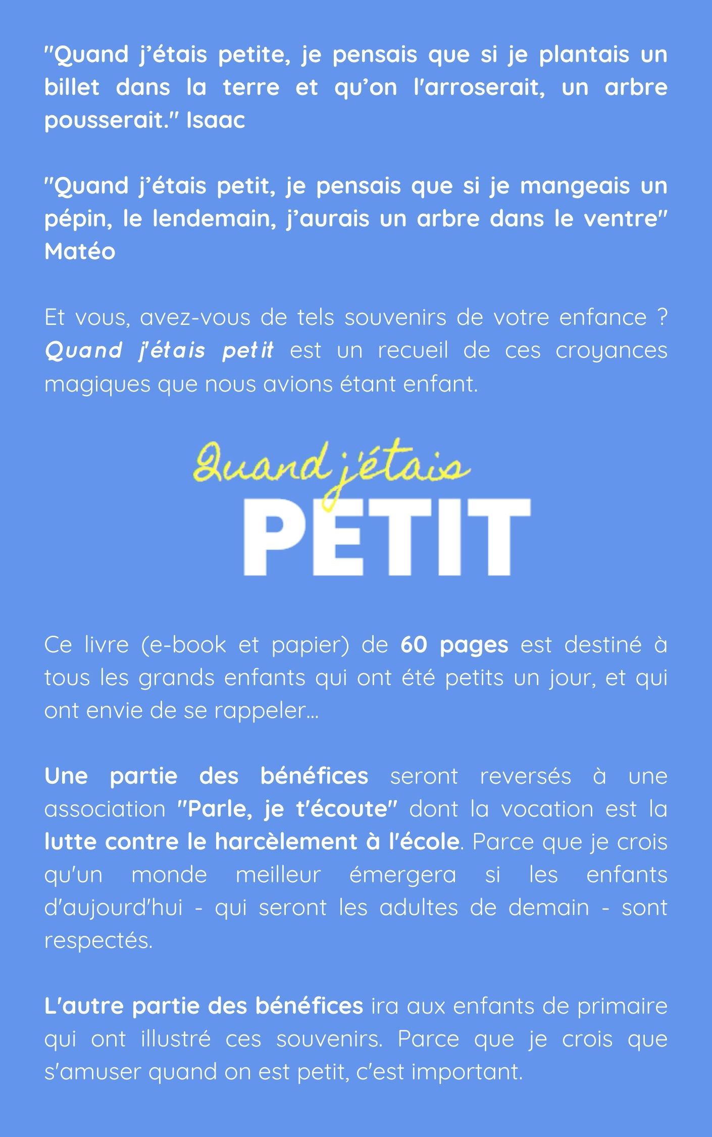 "Quand j'étais petit,.."