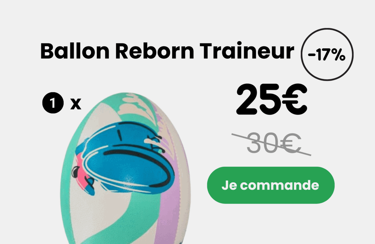 Ballon de rugby éco-conçu et réparable.