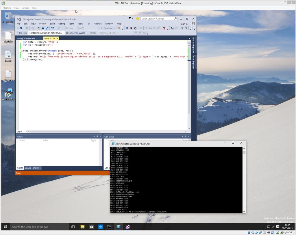 A Nodejs Web Server Running On Windows 10 Iot On A Raspberrypi 2 Wow · Cross Dominant