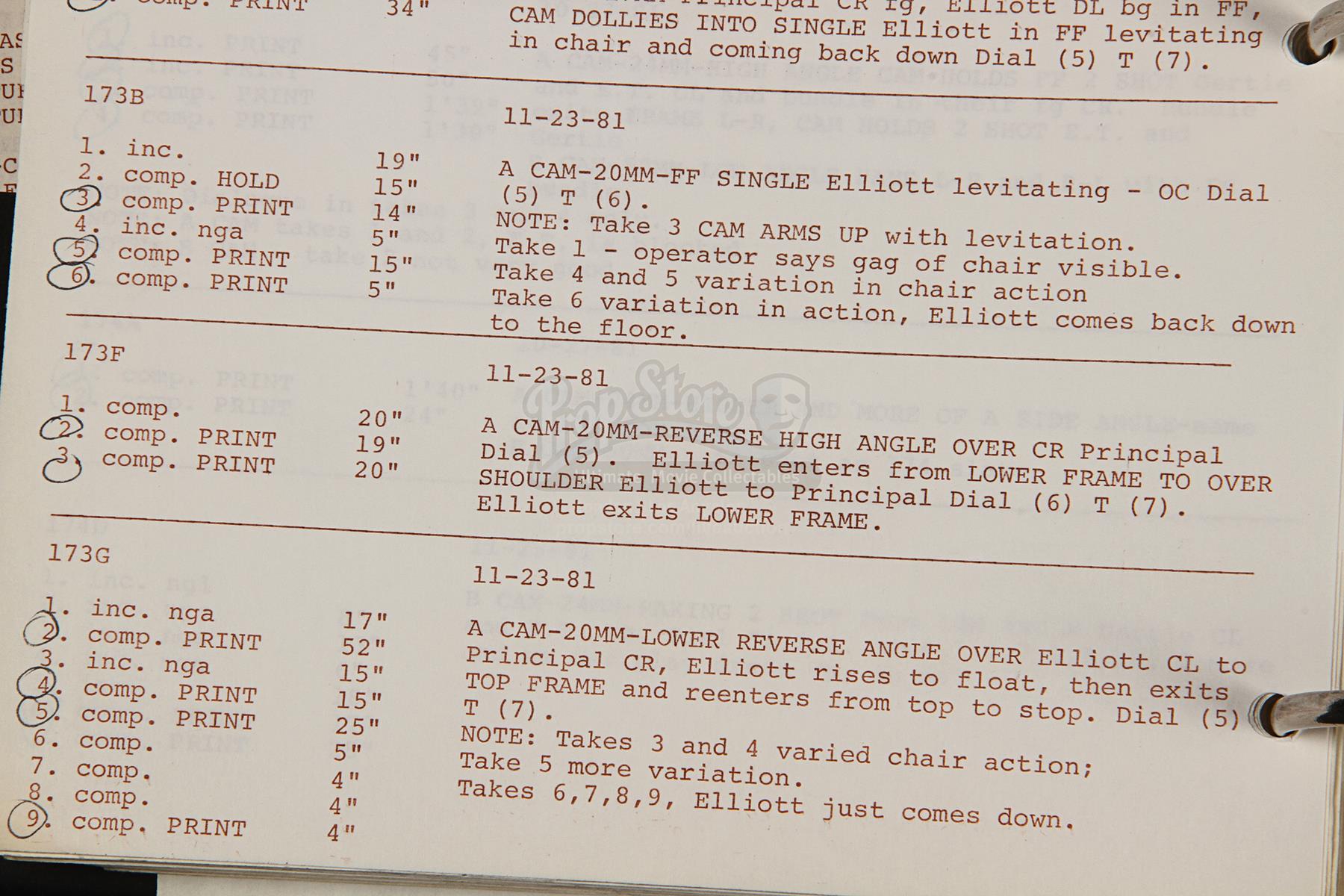 E.T. (1982) - Script Supervisor's Continuity Script and Breakdowns ...