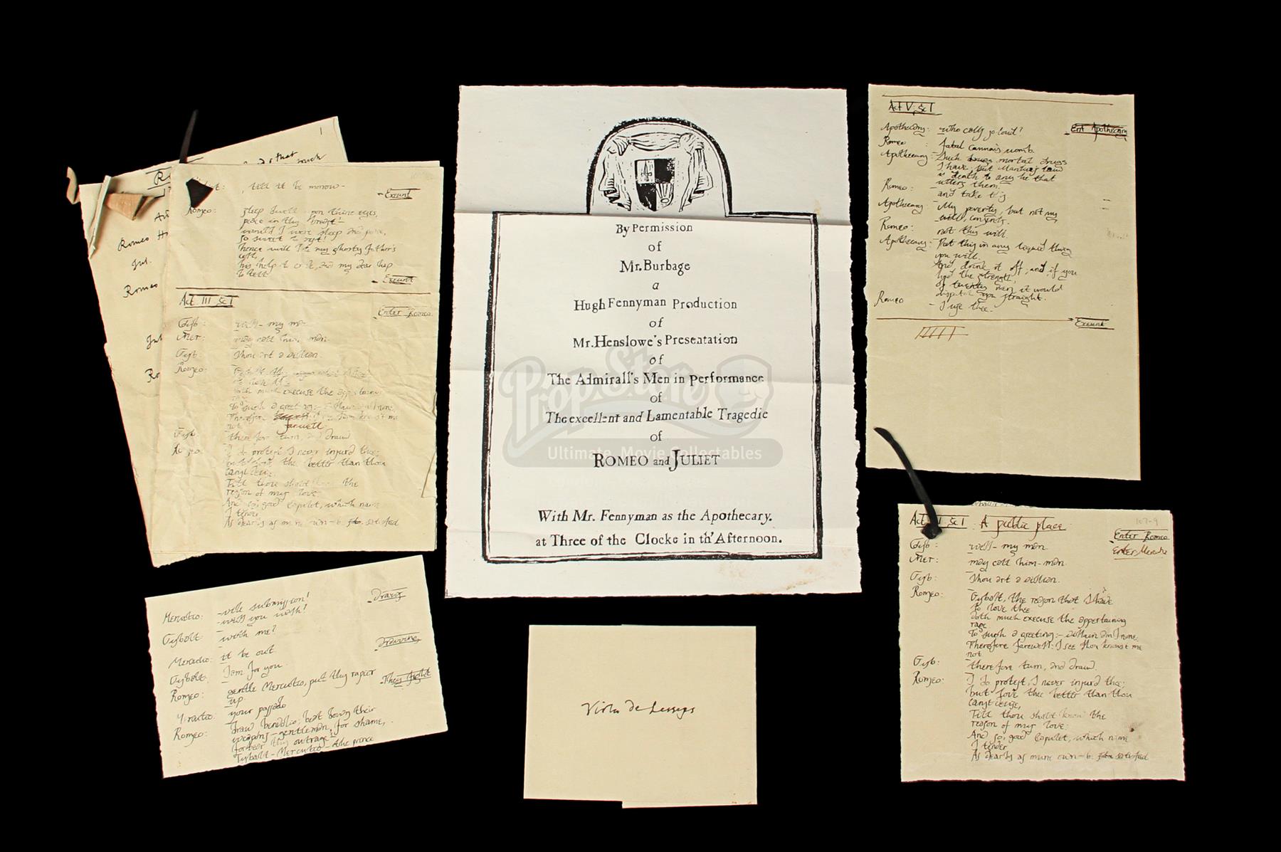 SHAKESPEARE IN LOVE (1998) - Collection of Script Pages and Playbill ...