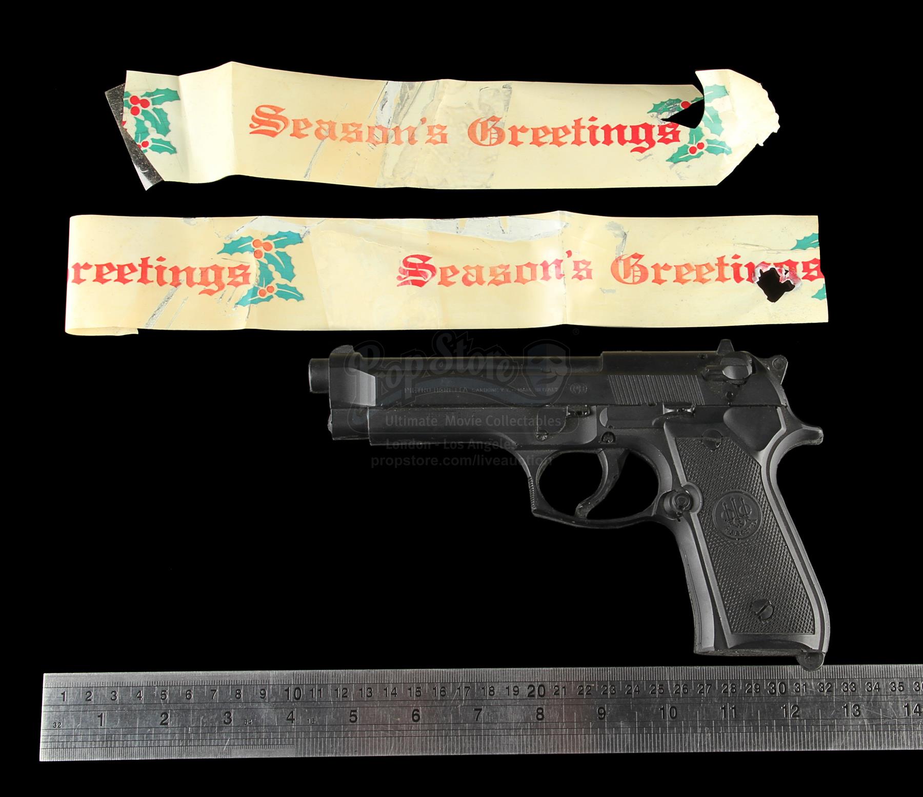 DIE HARD (1988) - John McClane's (Bruce Willis) Stunt Beretta and 'Seasons Greetings' Tape ...