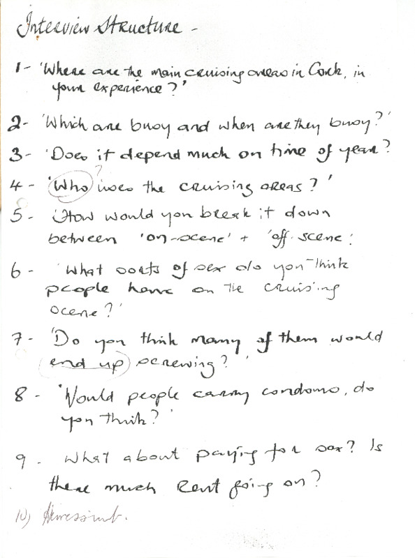"Interview Structure" - Handwritten Questions for Future Questionnaire ...