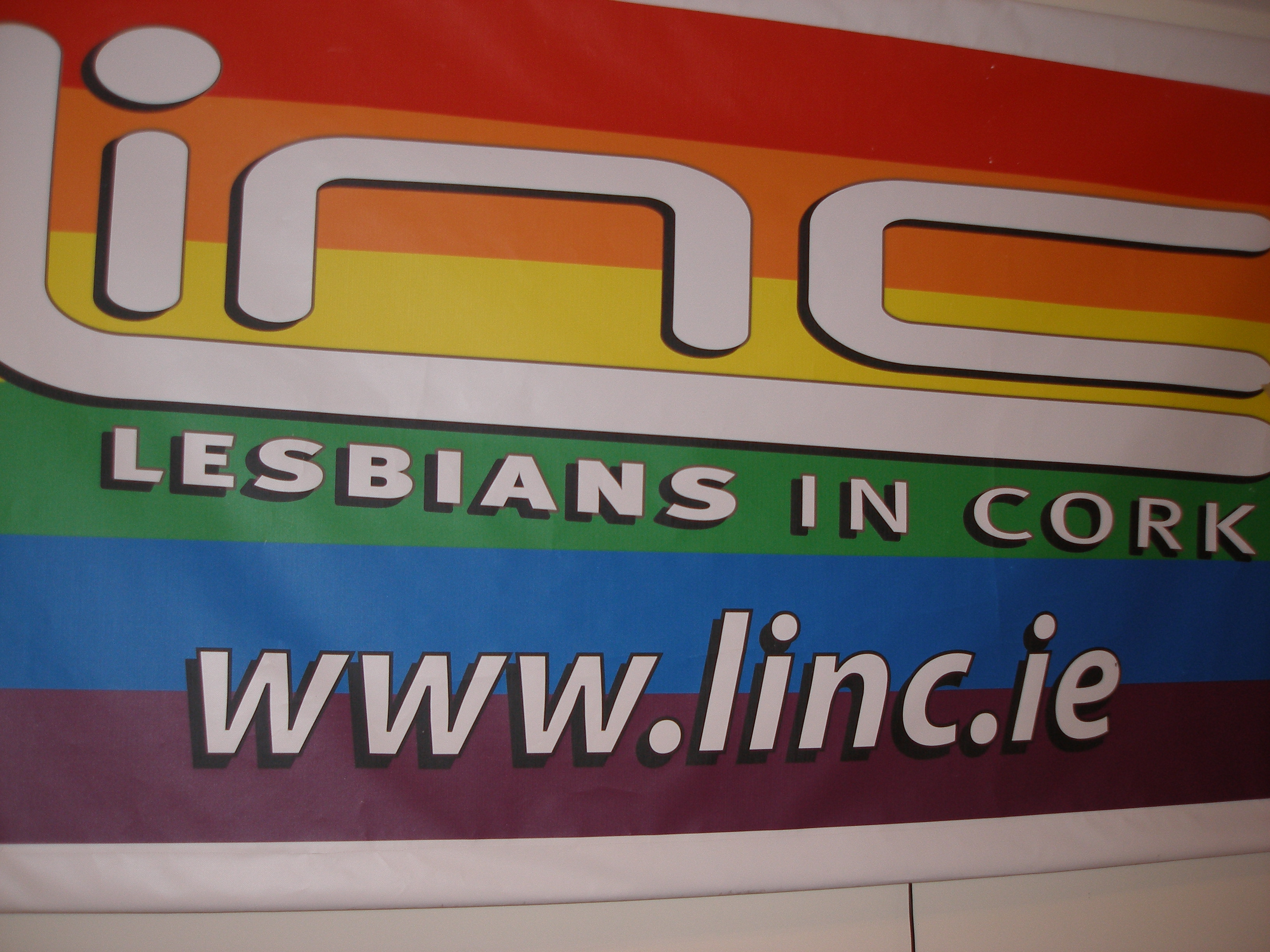 LINC Flag and Website address. · Cork LGBT Archive