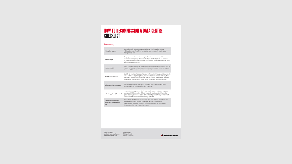 Checklist - How to decommission a data centre