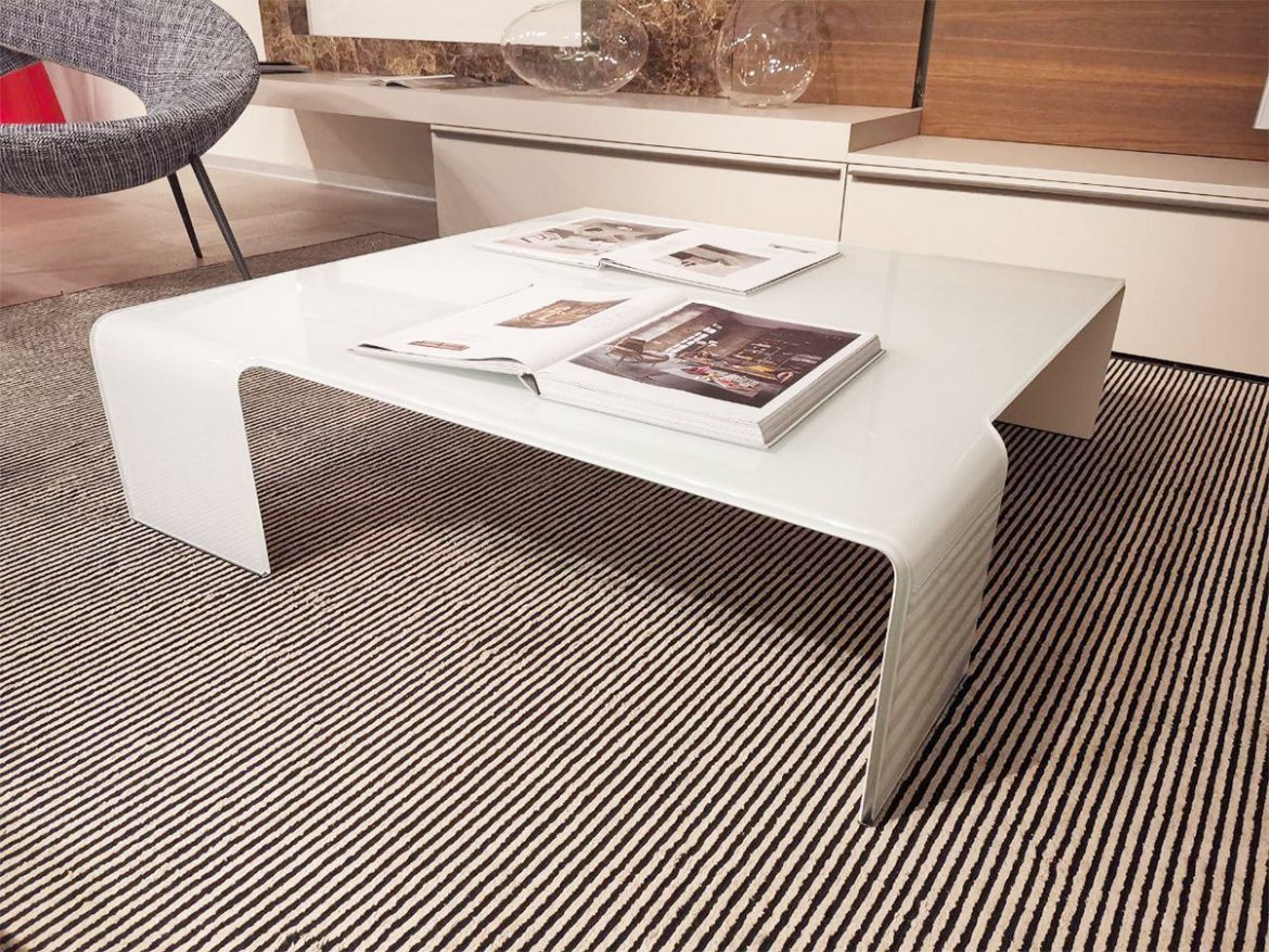 Tavolino basso Neutra in vetro extralight bianco, Fiam - Deesup