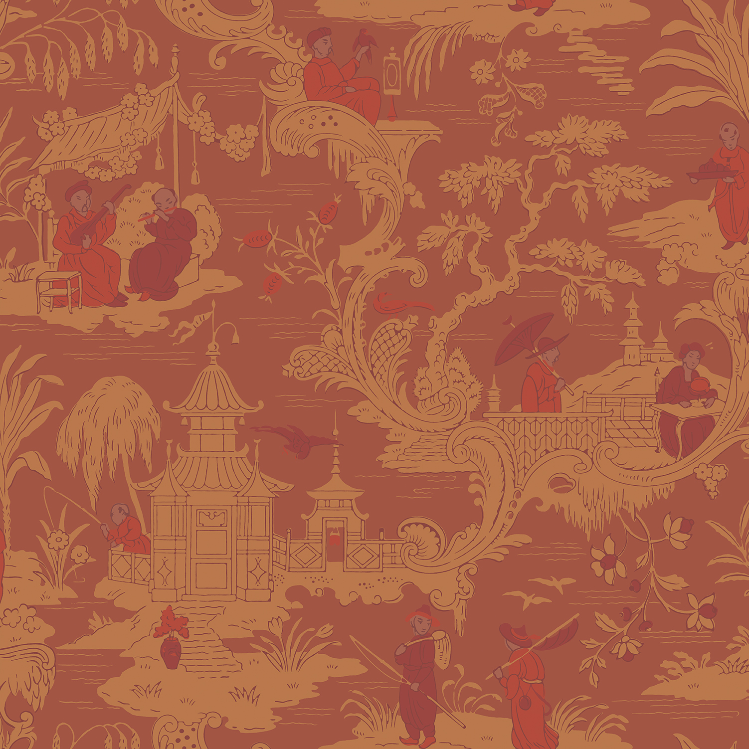 Chinese Toile - Red wallpaper | Archive Anthology | Cole & Son