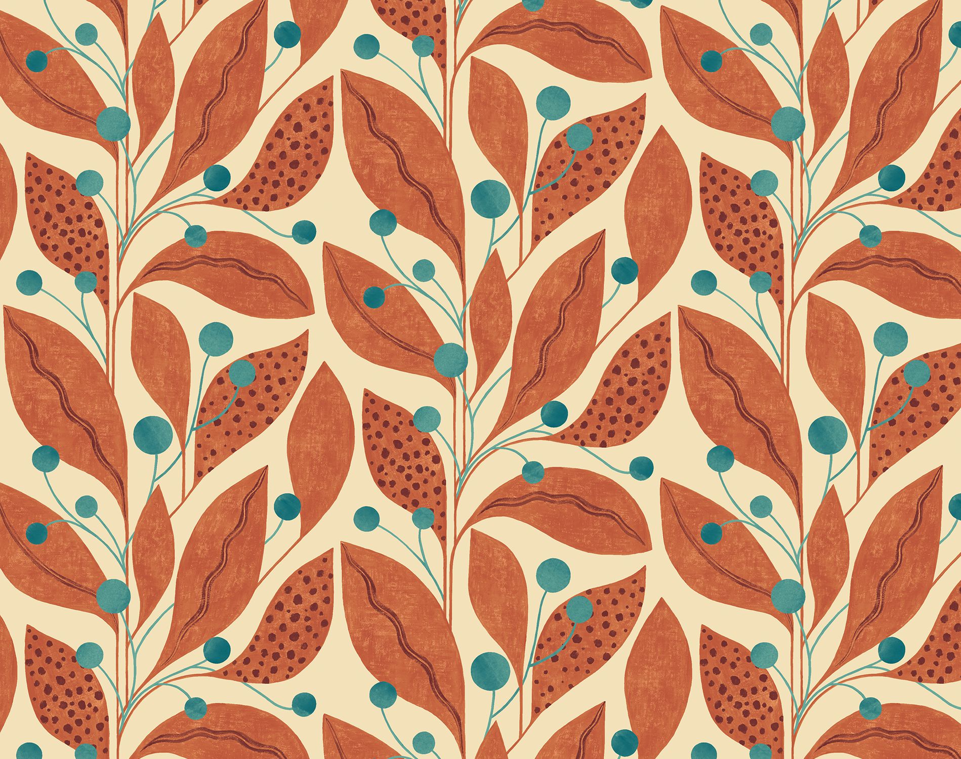 Berry Dot - Rust/Teal wallpaper | Grafik | Ohpopsi