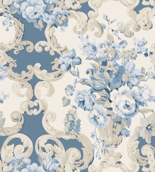 Floral Rococo - Blue wallpaper | Icons Wallpaper | Mulberry Home