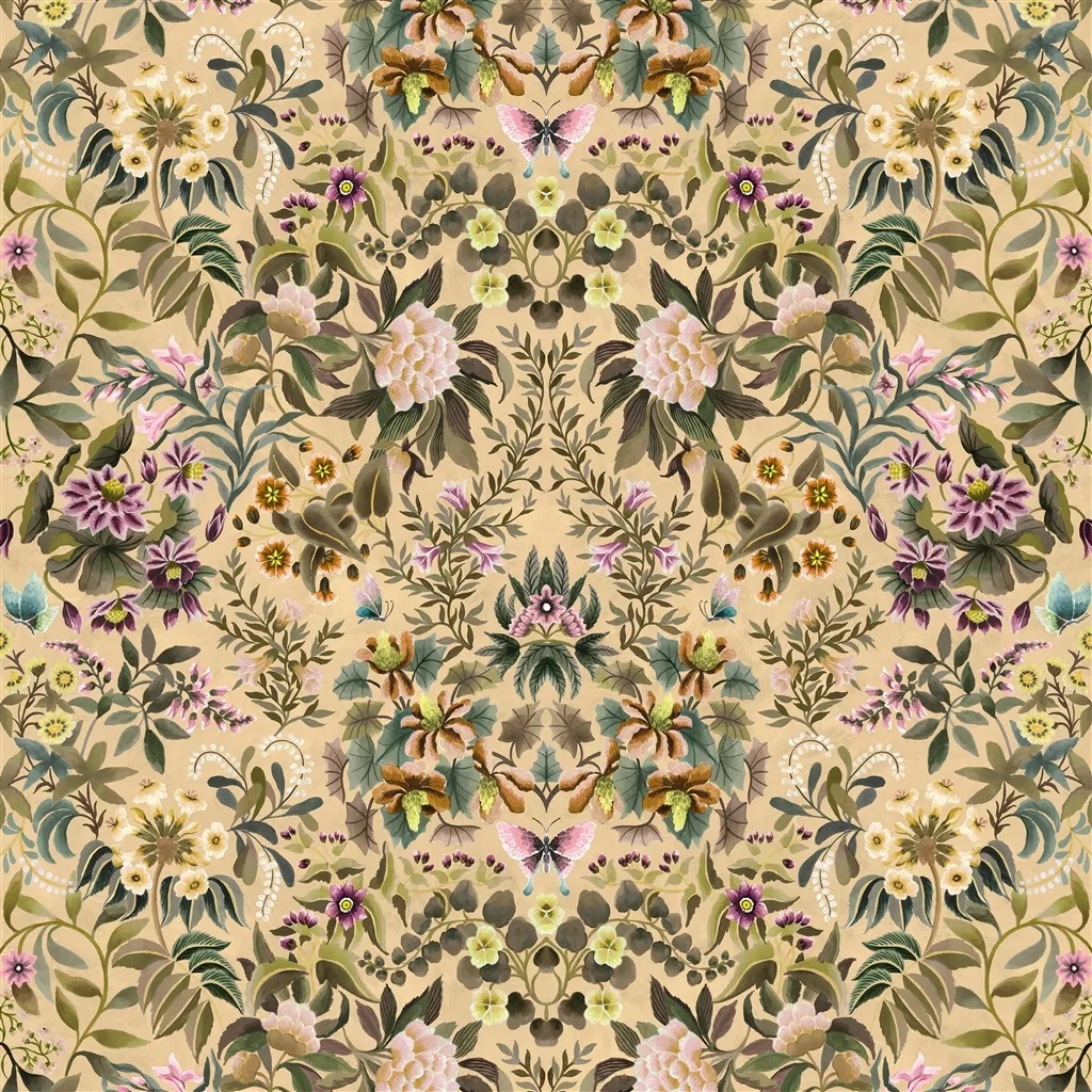 Ikebana Damask - Coral fabric | Ikebana Fabrics | Designers Guild