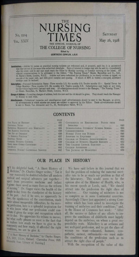 Issue 1204 1928 05 26 Nursing Times